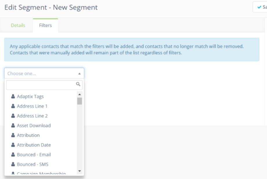 How to filter a segment - Adaptix