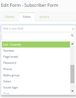 How do I display a list of countries in a dropdown field? - Adaptix
