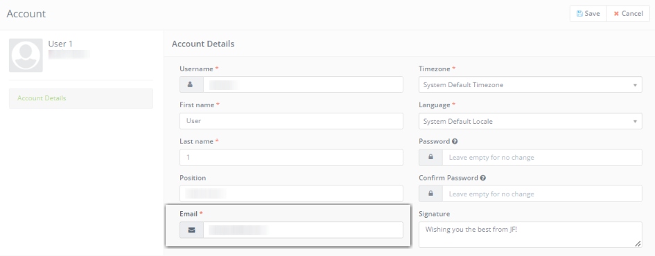 How to change the login email - Adaptix